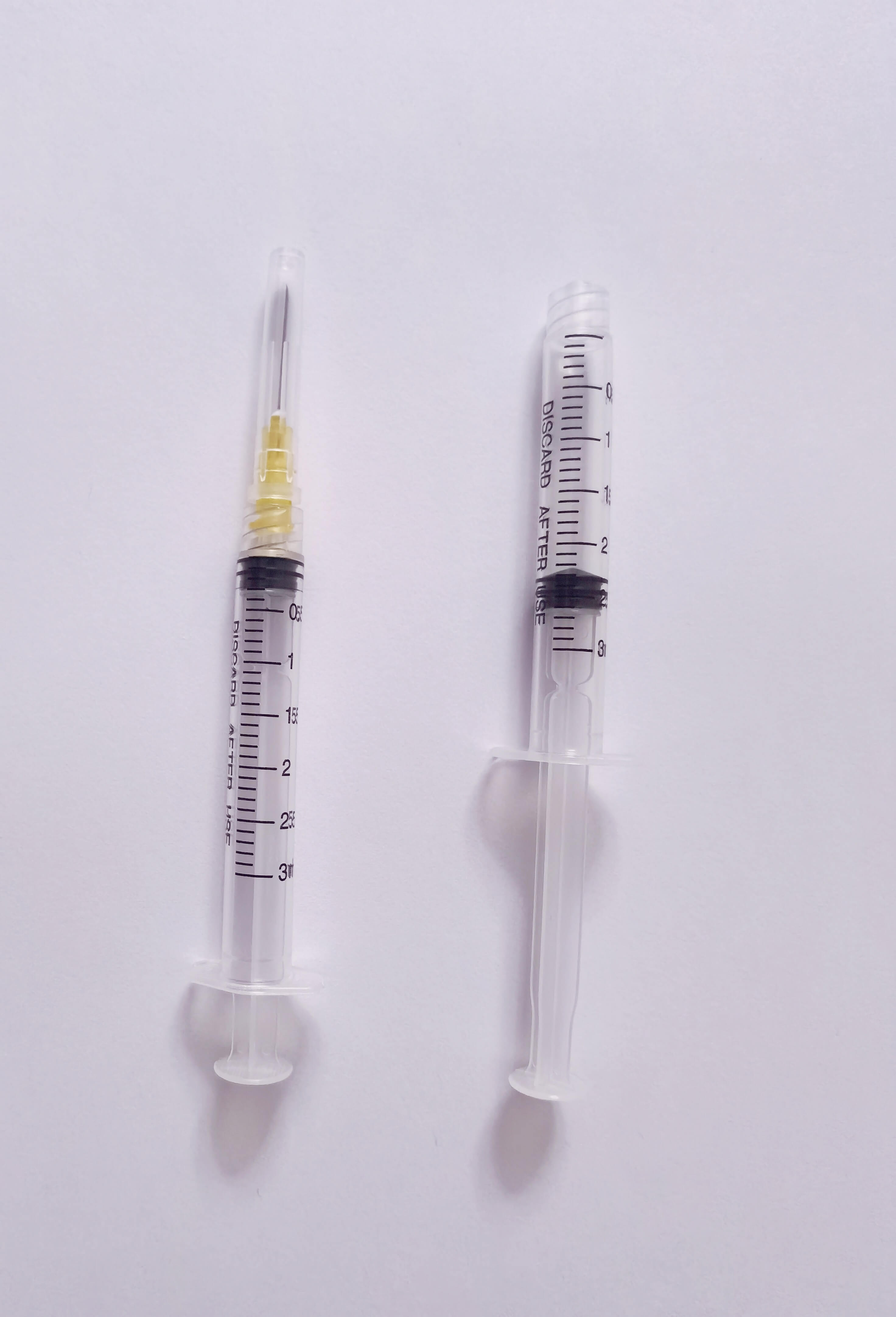 Disposable Syringe 3ml, Luer Slip & Luer Lock, With & Without Needle